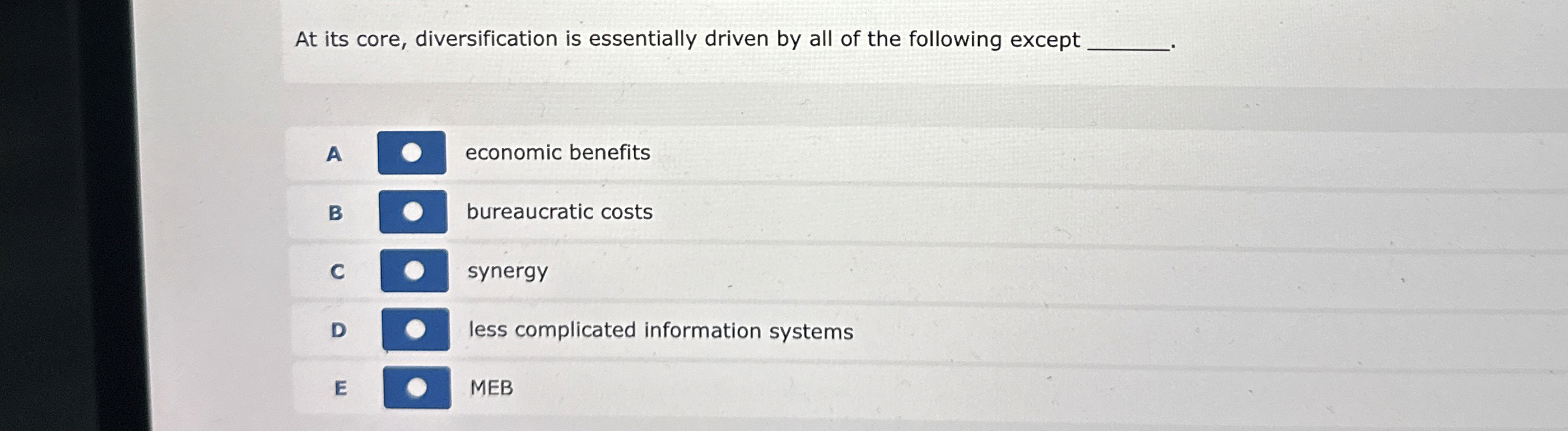 Solved At its core, diversification is essentially driven by | Chegg.com