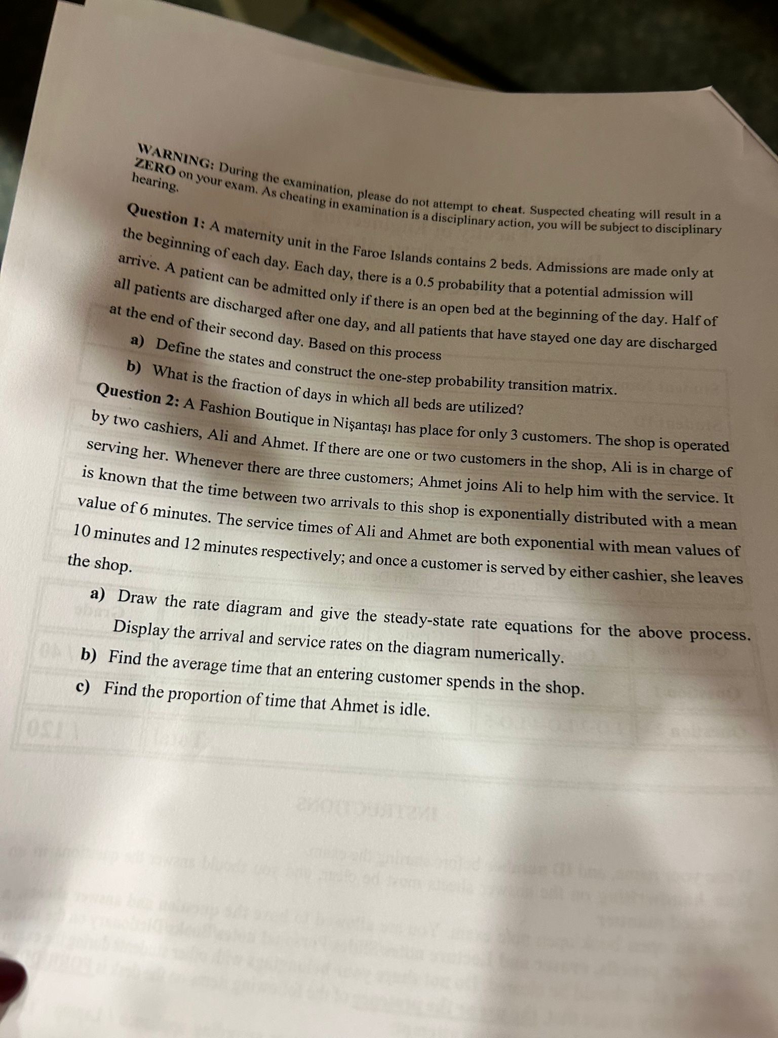 Solved WARNING: During the examination, please do not | Chegg.com