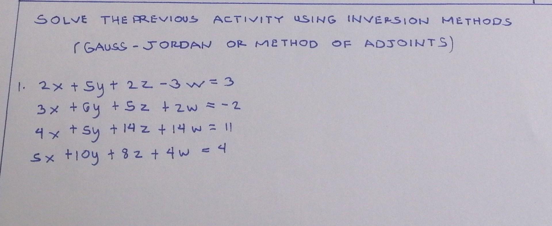 Solved SOLVE THERREVIOUS ACTIVITY USING INVERSION METHODS | Chegg.com