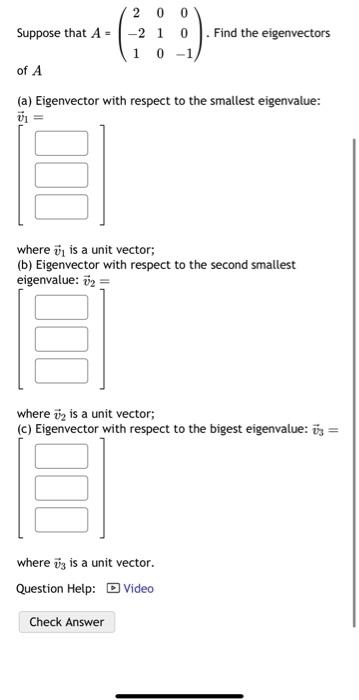 Solved Suppose that A=(2112). Find the eigenvectors of A | Chegg.com