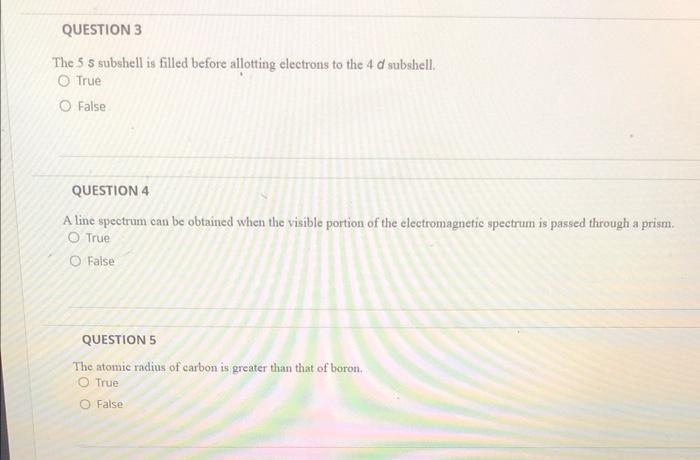Solved The 5s subshell is filled before allotting electrons | Chegg.com