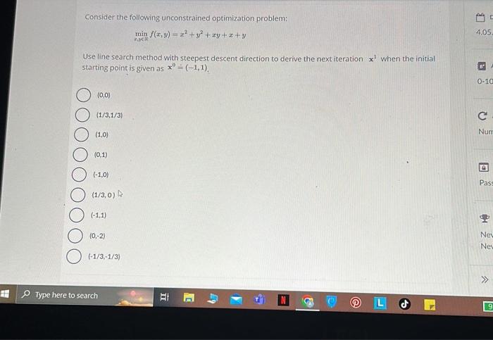 Consider the following unconstrained optimization | Chegg.com