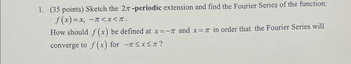 Solved (35 points) Sketch the 2π-periodic extension and find | Chegg.com