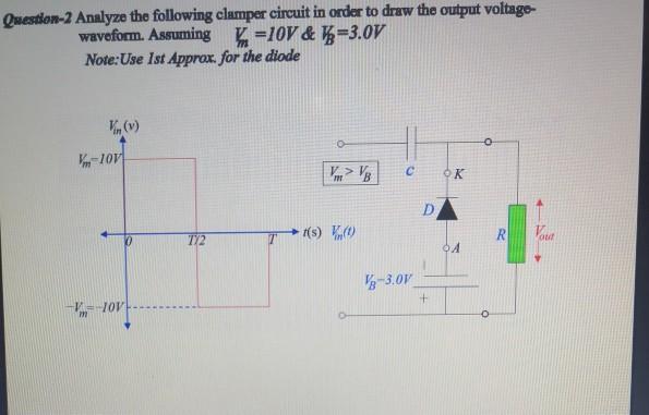 Solved Question-2 Analyze the following clamper circuit in | Chegg.com