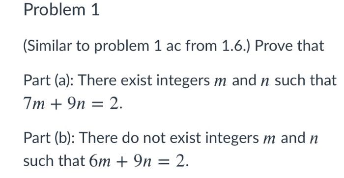 Solved Problem 1 (Similar to problem 1 ac from 1.6.) Prove | Chegg.com