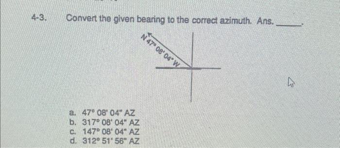 Solved Convert the given bearing to the correct azimuth. | Chegg.com