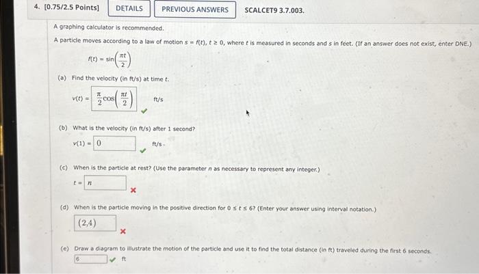 Solved A graphing calculator is recommended. A particle | Chegg.com