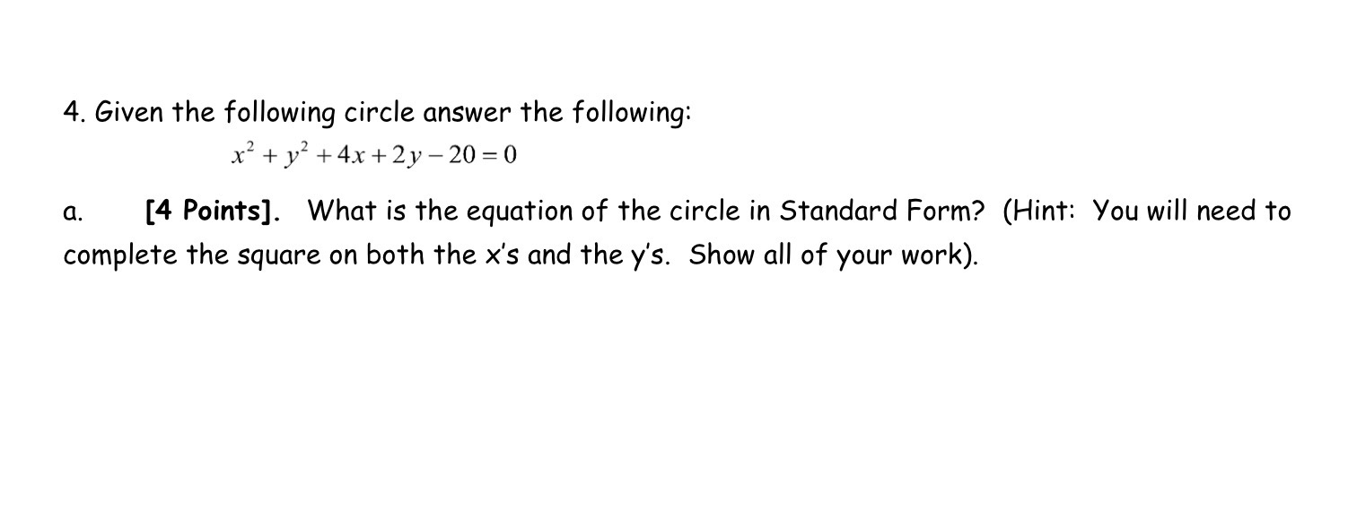 Solved Given the following circle answer the | Chegg.com