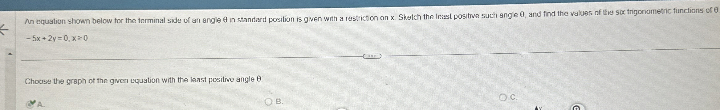 Solved An equation shown below for the terminal side of an | Chegg.com