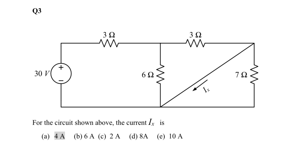 Solved Q3For the circuit shown above, the current Ix | Chegg.com