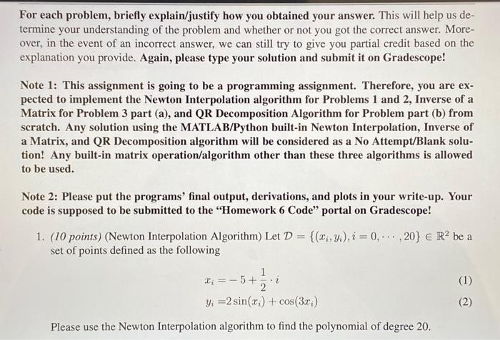 Solved For each problem, briefly explain/justify how you | Chegg.com