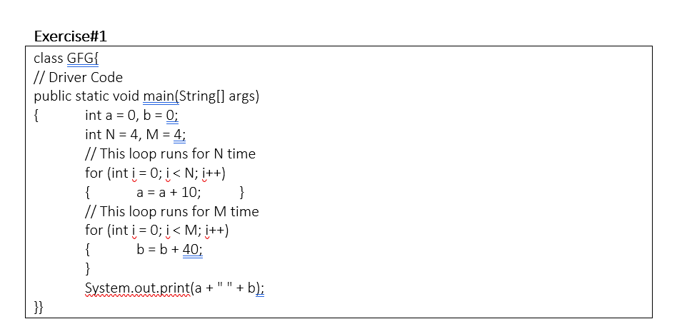 Solved Exercise#1Calculate the efficiency Big O notation for | Chegg.com