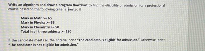 Solved Write an algorithm and draw a program flowchart to | Chegg.com