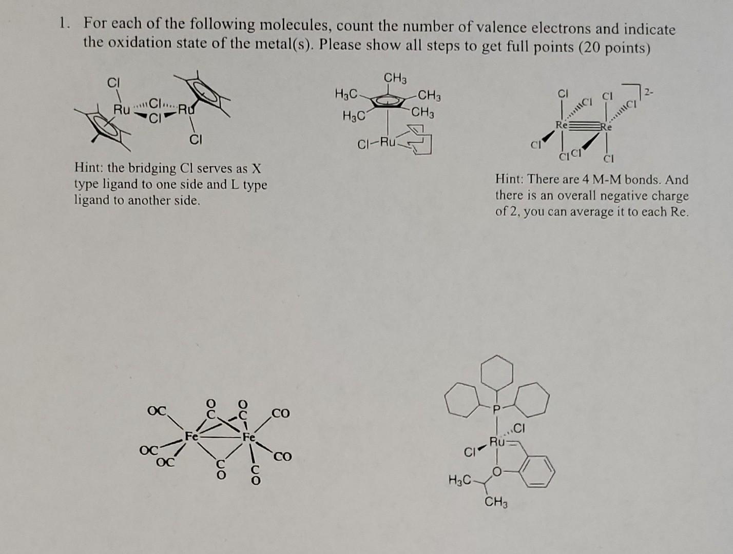 Solved For each of the following molecules, count the number | Chegg.com