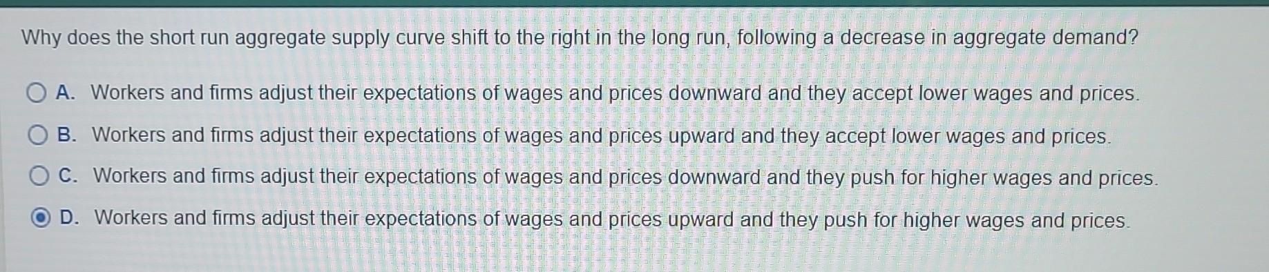 Solved Why Does The Short Run Aggregate Supply Curve Shift Chegg