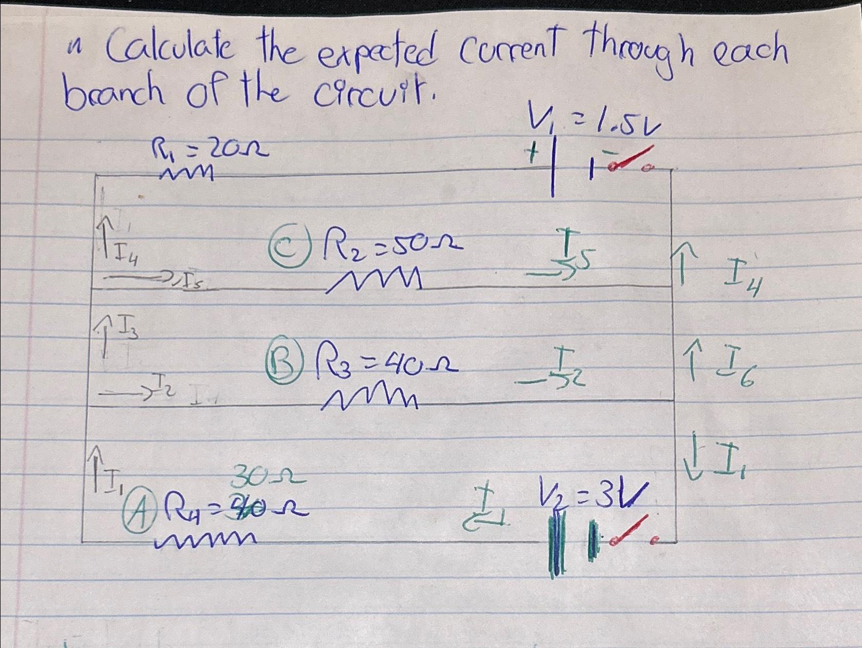 Solved " ﻿Calculate the expected current through each branch | Chegg.com