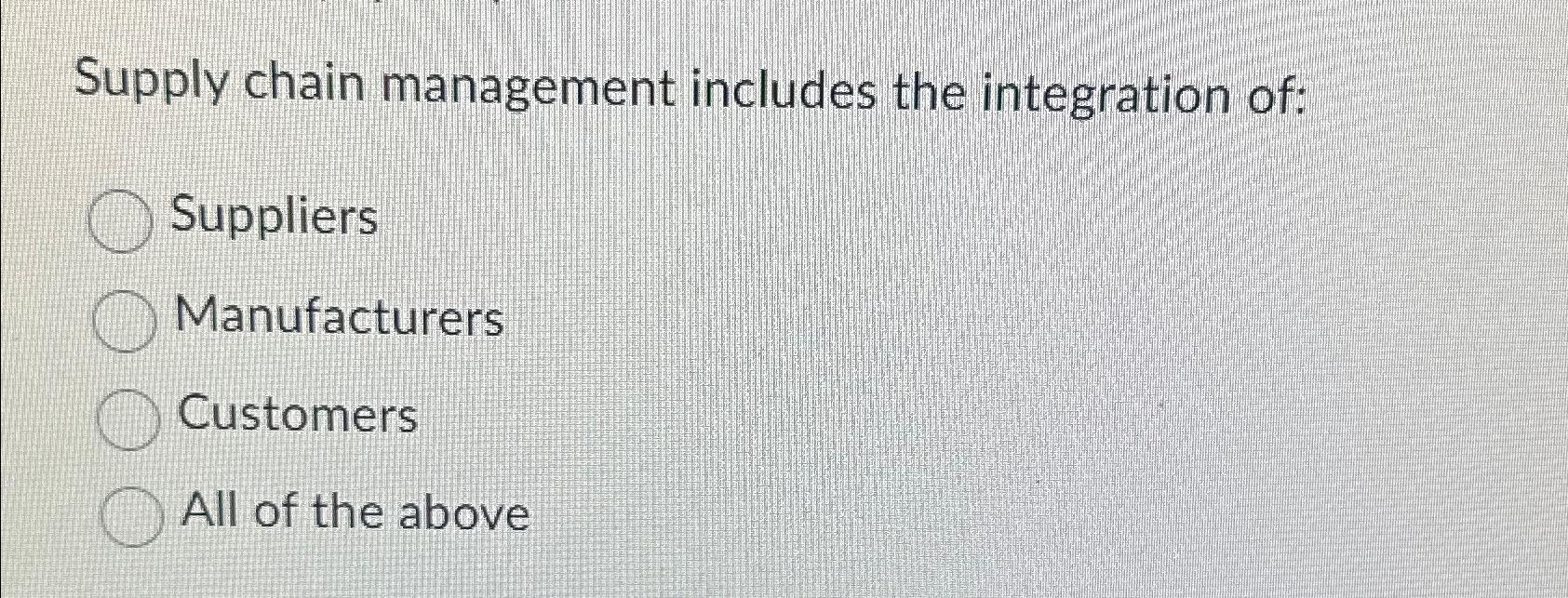 Solved Supply chain management includes the integration | Chegg.com