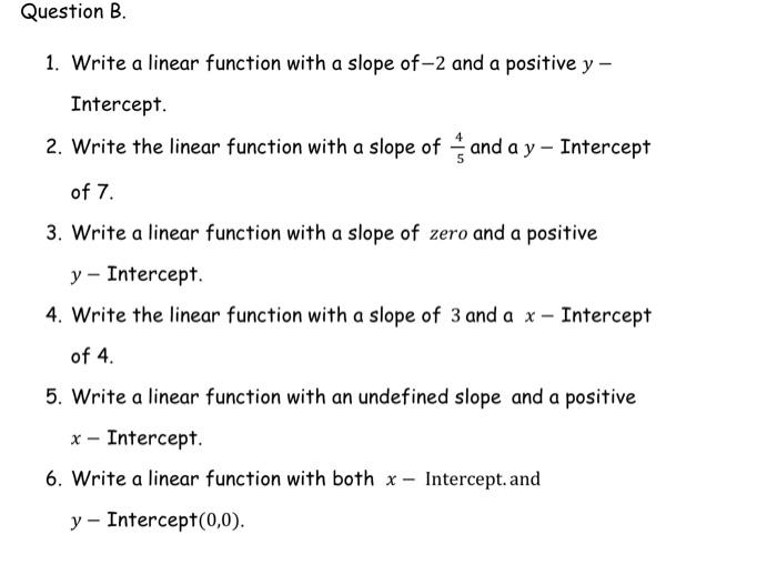 Solved 1. Write a linear function with a slope of -2 and a | Chegg.com