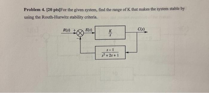 Solved Problem 4. [20 pts]For the given system, find the | Chegg.com