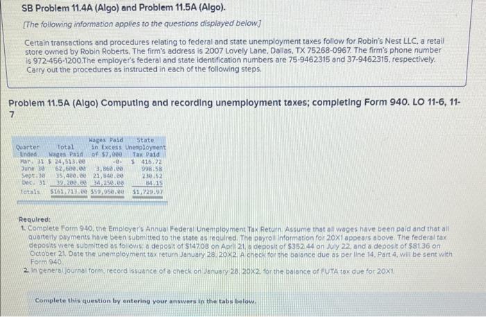 SB Problem 11.4A (Algo) and Problem 11.5A (Algo). | Chegg.com SB Problem 11.4A (Algo) and Problem 11.5A (Algo). | Chegg.com