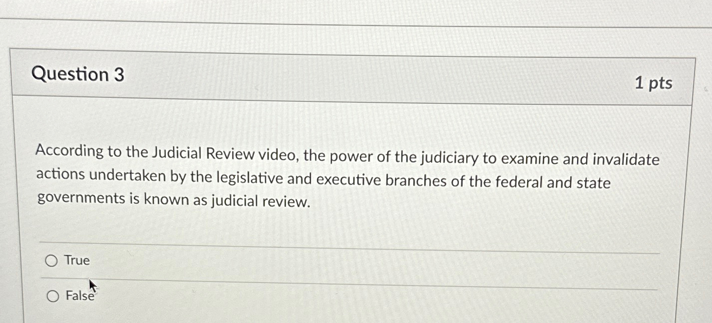 Solved Question 31ptsAccording to the Judicial Review video, | Chegg.com