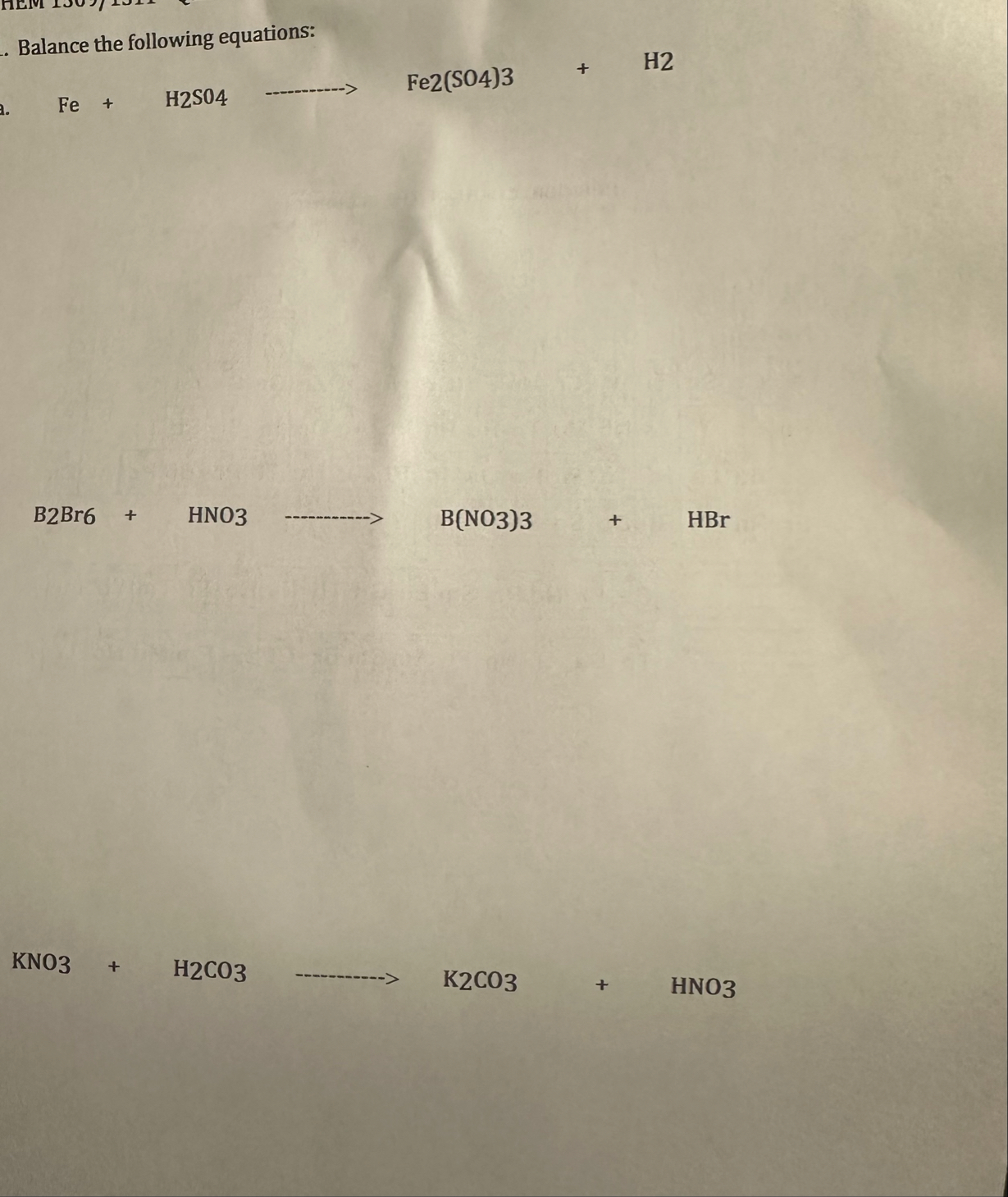 Solved . ﻿Balance the following | Chegg.com