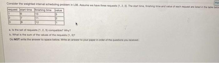 Solved 10 Consider the weighted interval scheduling problem | Chegg.com