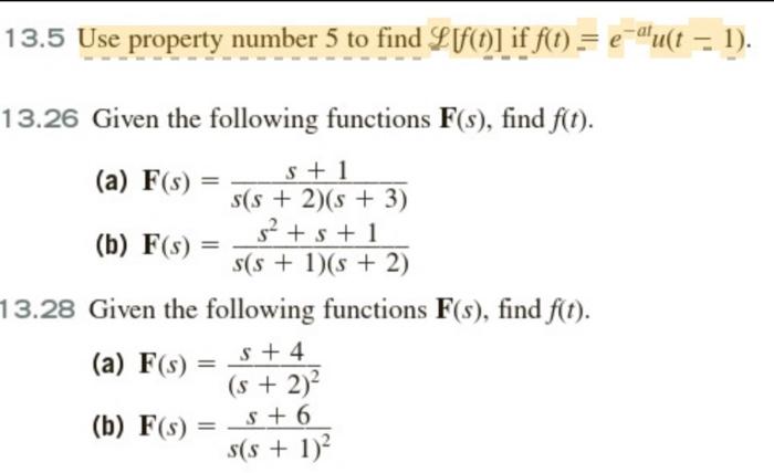 Solved 3.5 Use property number 5 to find L[f(t)] if | Chegg.com
