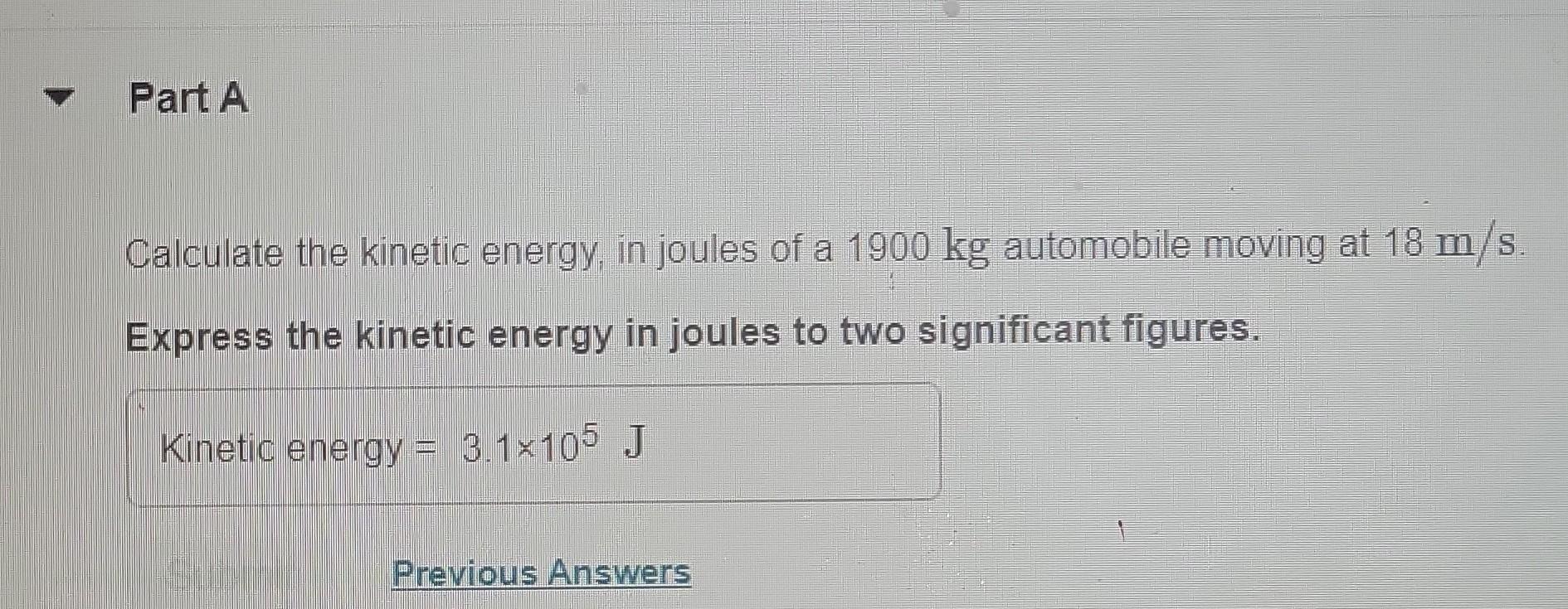 Solved Express the kinetic energy in calories to two | Chegg.com