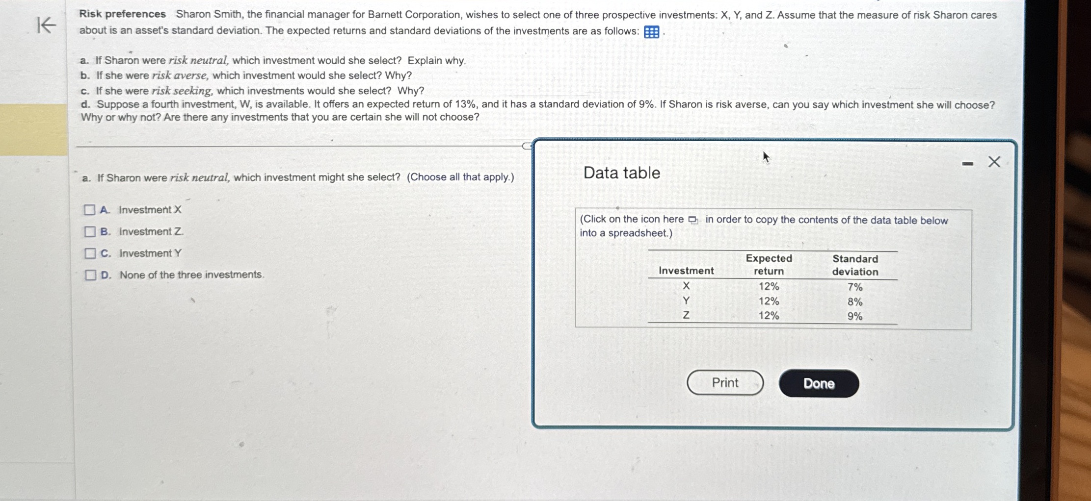Solved about is an asset's standard deviation. The expected | Chegg.com