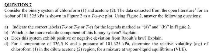 Solved QUESTION 7 Consider the binary system of chloroform | Chegg.com