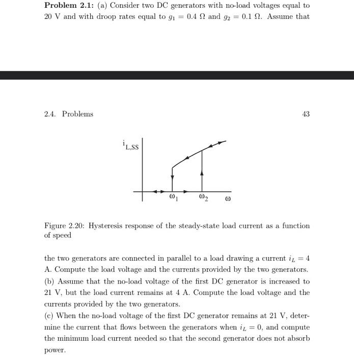 Solved Problem 2.1: (a) Consider two DC generators with | Chegg.com