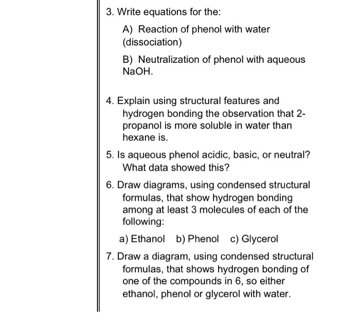 Solved 3. Write equations for the: A) Reaction of phenol | Chegg.com