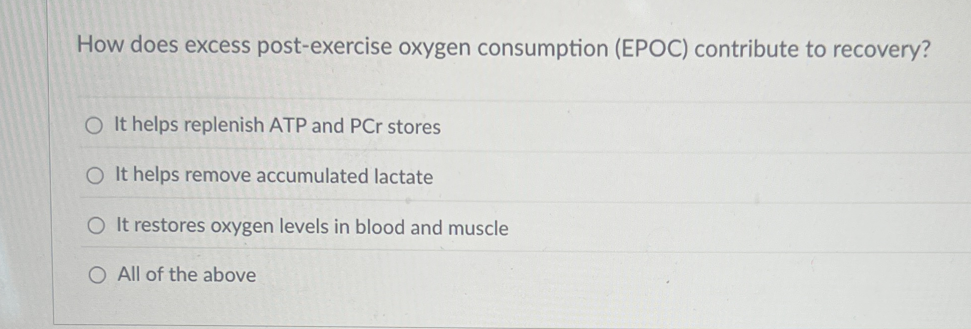 Solved How does excess post-exercise oxygen consumption | Chegg.com