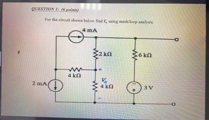 Solved QUESTION 1: (6 points) For the circuit shown below | Chegg.com