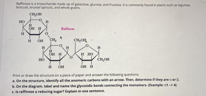 Solved Raffinose is a trisaccharide made up of galactose, | Chegg.com