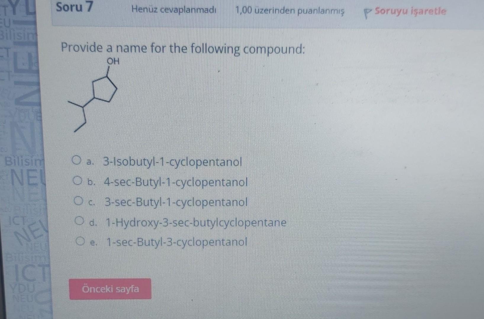 Solved Provide a name for the following compound: a. | Chegg.com