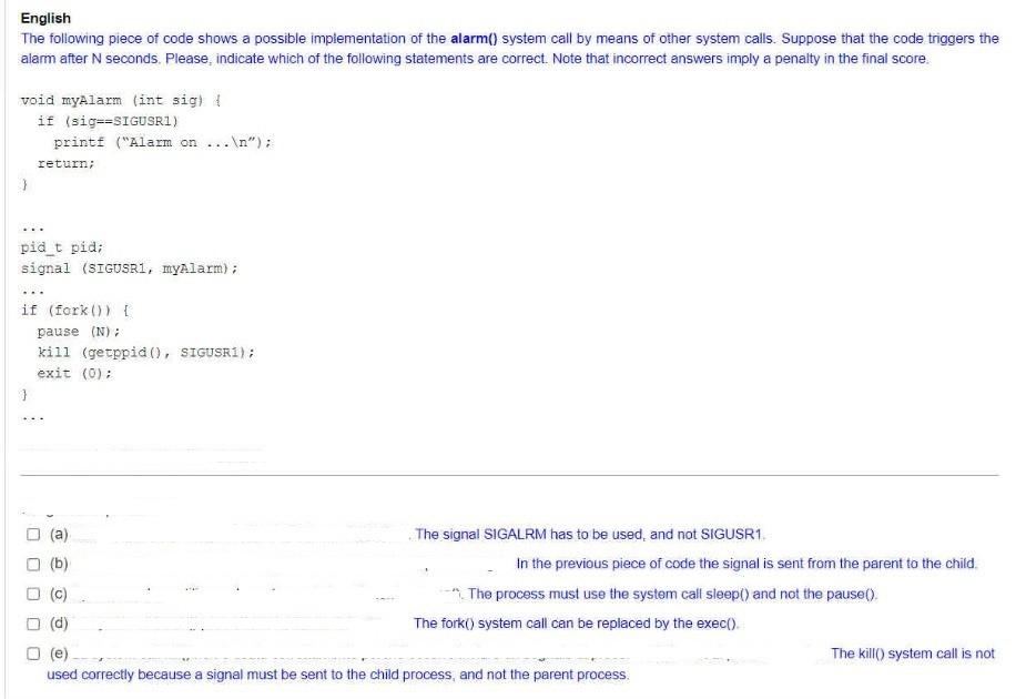 Solved English The following piece of code shows a possible | Chegg.com