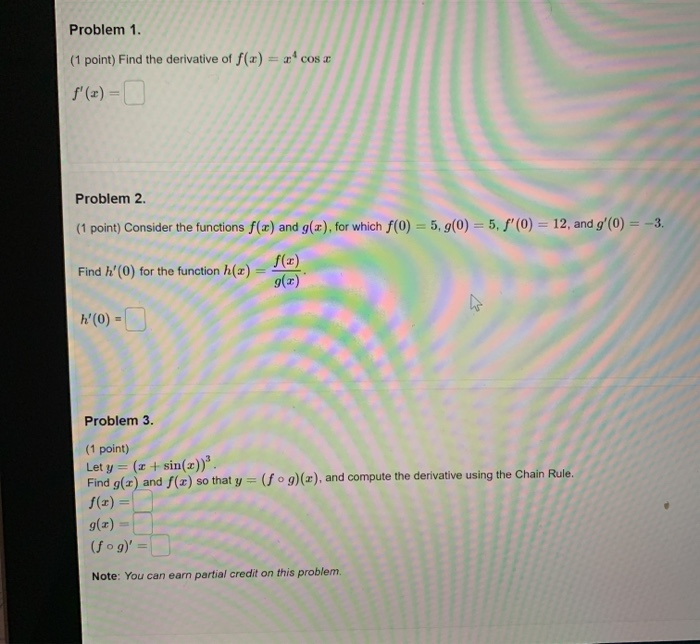 Solved Problem 1. (1 point) Find the derivative of f(x) = a* | Chegg.com