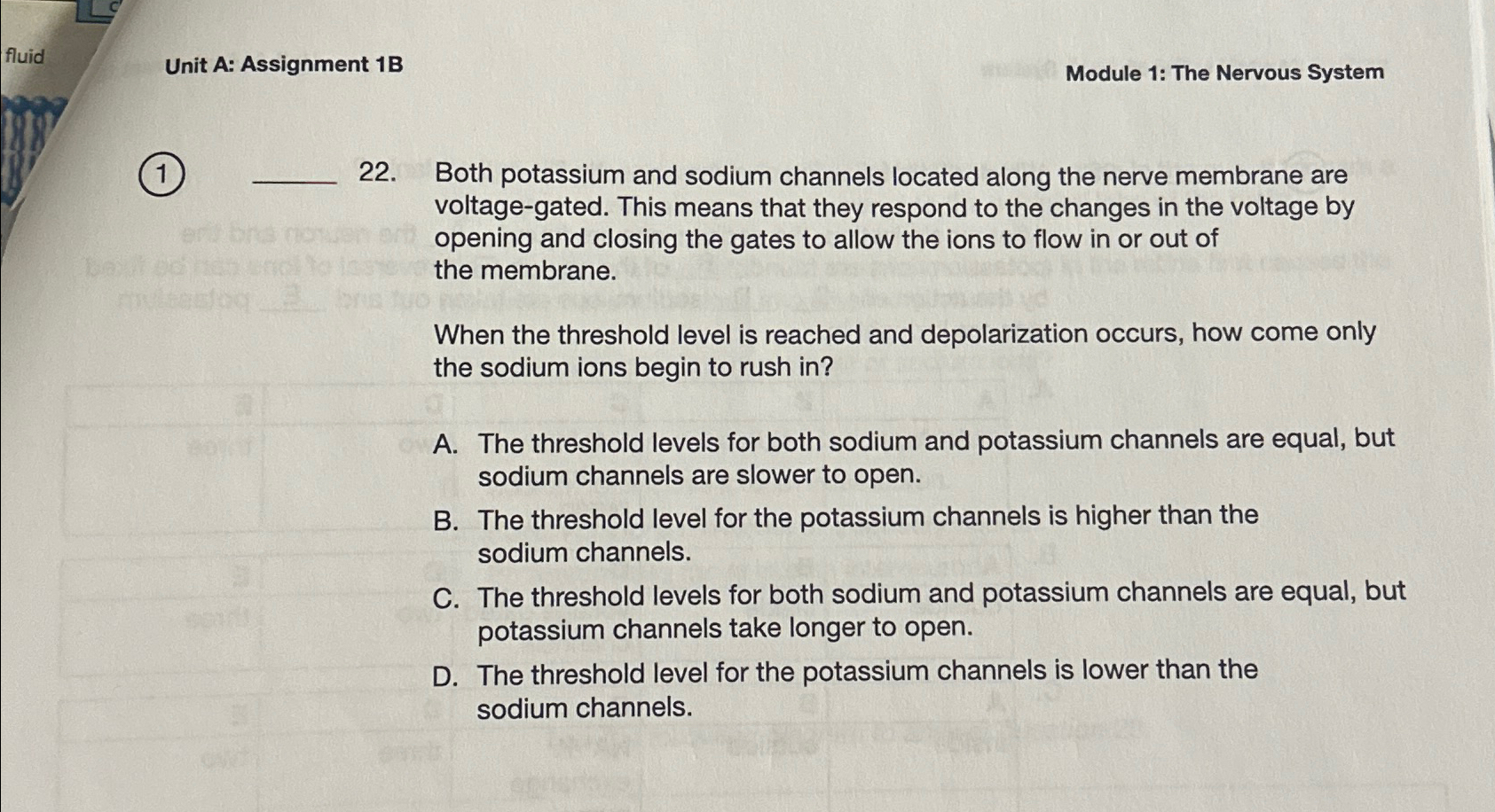 Solved fluidUnit A: Assignment 1BModule 1: The Nervous | Chegg.com