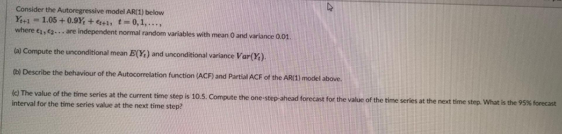 Consider the Autoregressive model AR(1) below | Chegg.com