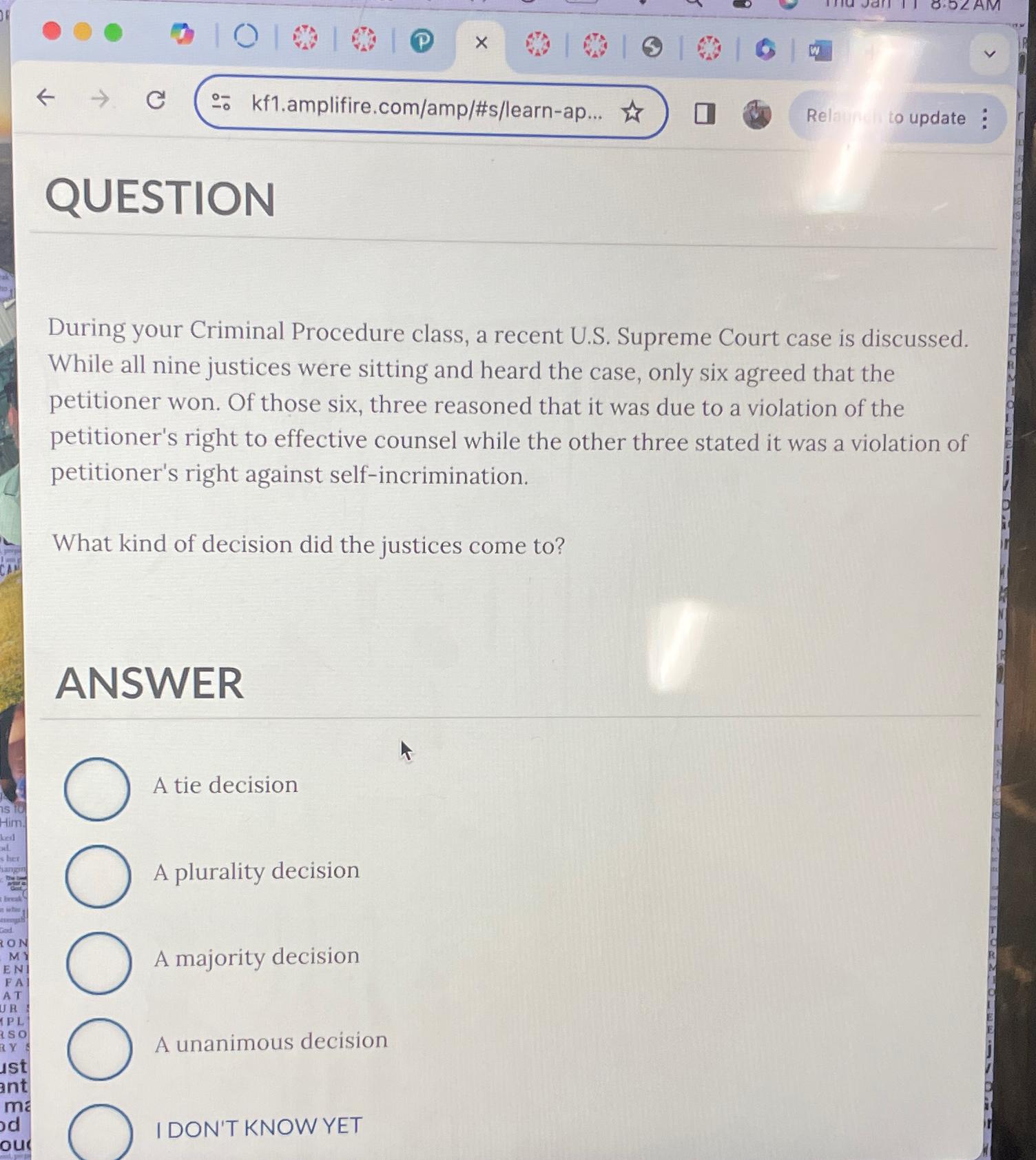 Solved QUESTIONDuring your Criminal Procedure class, a | Chegg.com