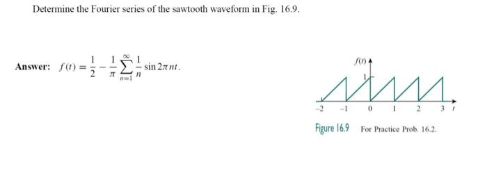 Determine the Fourier series of the sawtooth waveform | Chegg.com