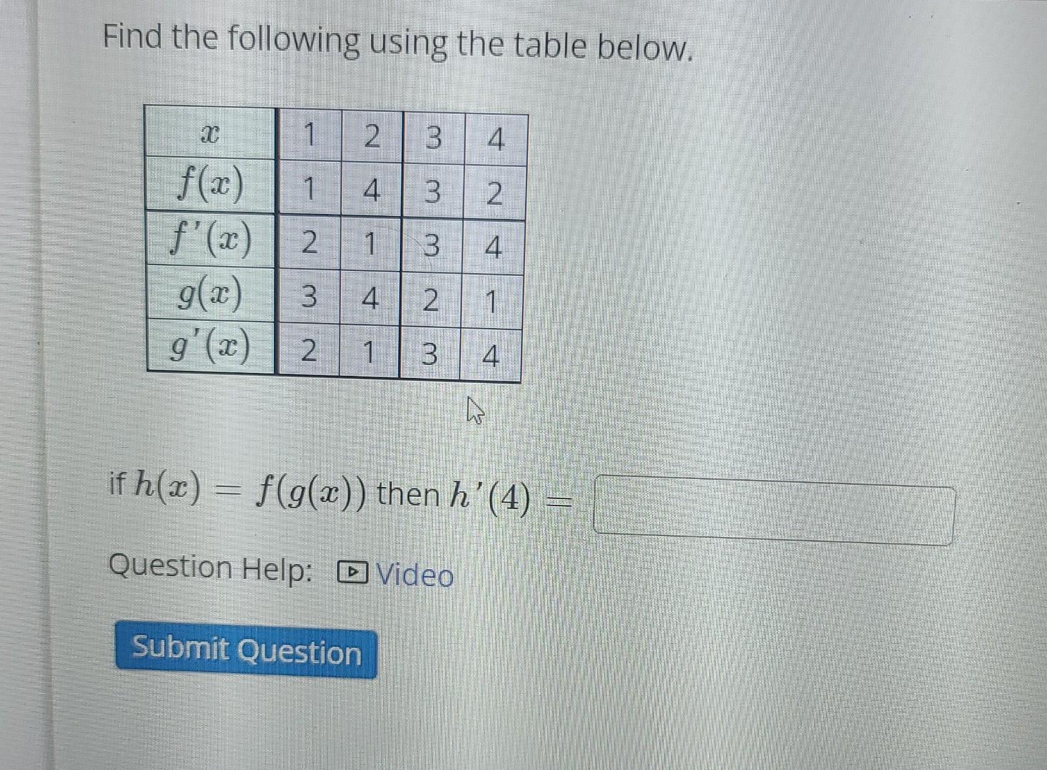 Solved Find the following using the table below. 1 2 3 4. 1 | Chegg.com