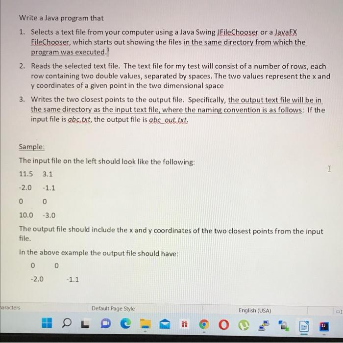 Solved Write A Java Program That 1 Selects A Text File From 