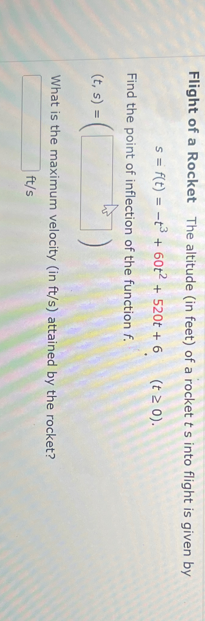 Solved Flight of a Rocket The altitude (in feet) ﻿of a | Chegg.com