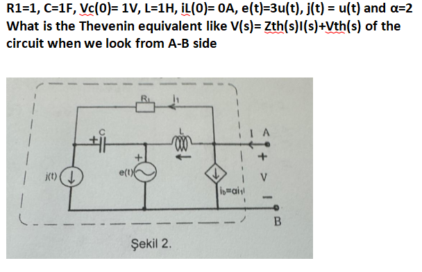 Solved R1=1,C=1F,Vc(0)=1V,L=1H,iL(0)=0A,e(t)=3u(t),j(t)=u(t) | Chegg.com