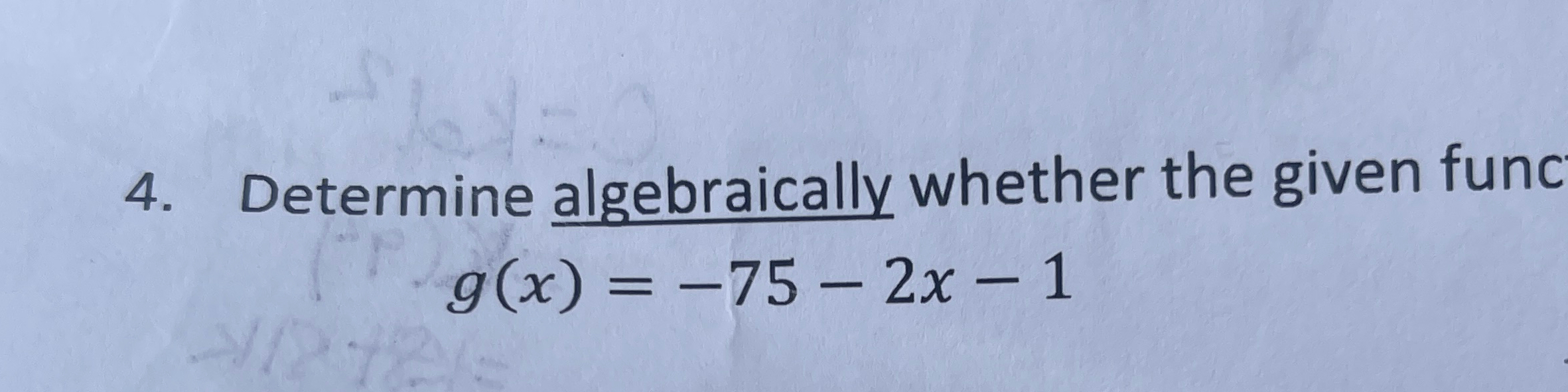 Solved Determine algebraically whether the given function is | Chegg.com