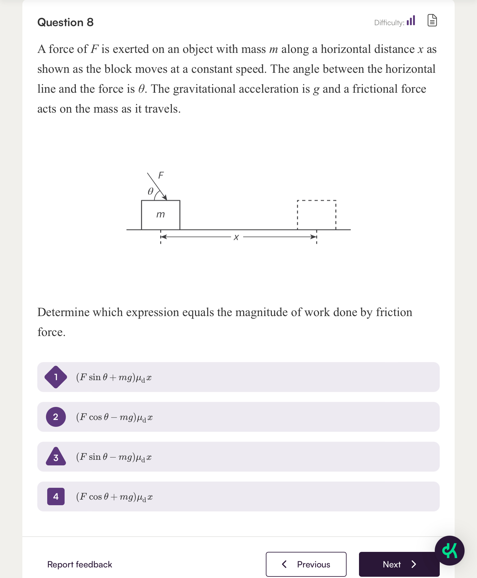 Solved A force of F ﻿is exerted on an object with mass m | Chegg.com