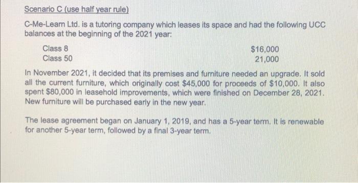 Question 1 Calculate the maximum CCA and ending UCC | Chegg.com